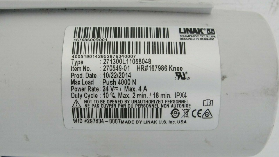 Linak 271300L11058048 linear actuator 270549-01 24vdc max load push ...