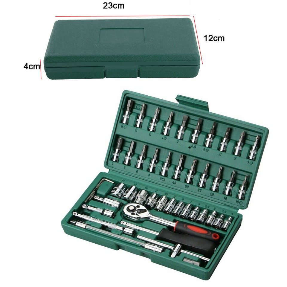 12/46/53PCS 1/4"Ratchet Wrench Combination Socket Tool Set Kit Car ...
