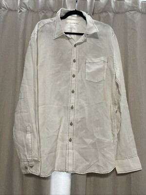 Gap 100% Linen White Shirt Mens Extra Large Button Up Long Sleeve White ...