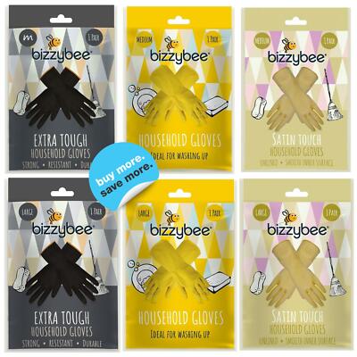 Bizzybee Gloves Extra Tough, Satin Touch, Household│Durable/ Resistant│1Pair│M/L | eBay UK