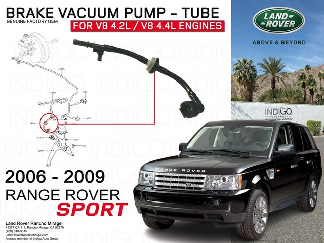 Land Rover Lr3 Range Sport Lr4 Brake Vacuum Pump Hose Tube Lr018331 ...