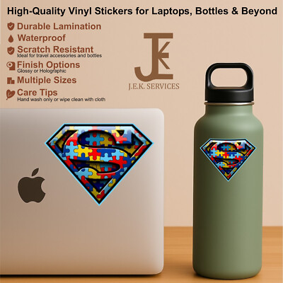 Superman Autism Awareness Sticker Decal for Water Bottles & Laptops ...