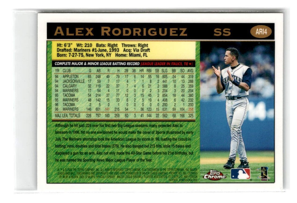 2005 Topps Chrome - #ARI4 - Alex Rodriguez A-Rod Throwbacks - Seattle ...