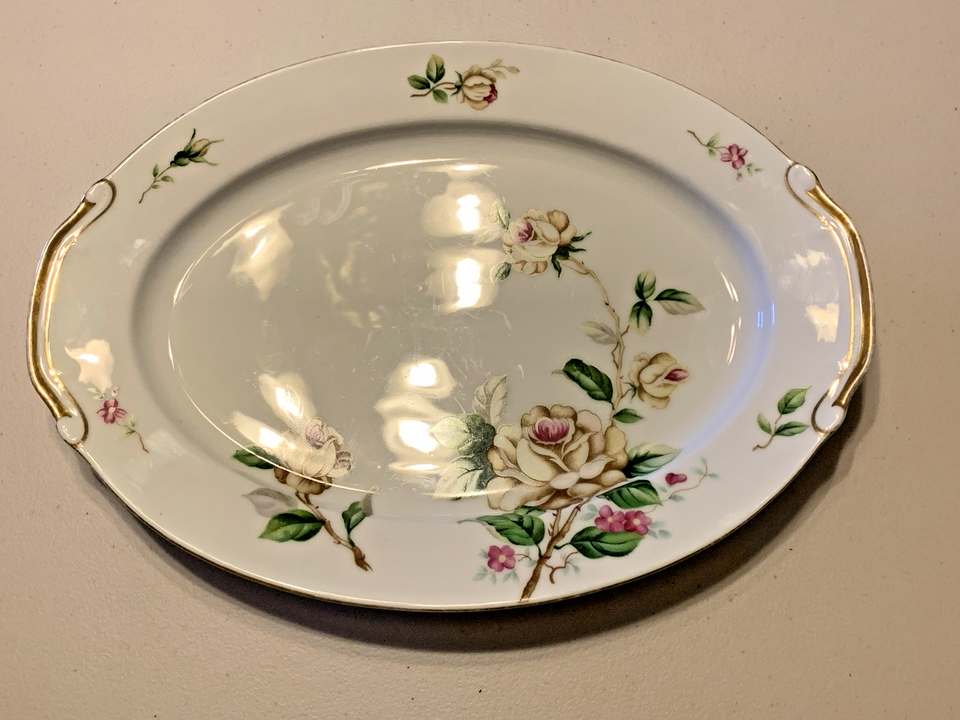 1950s Vintage Lynmore Fine China Japan Golden Rose Oval Serving Platter ...