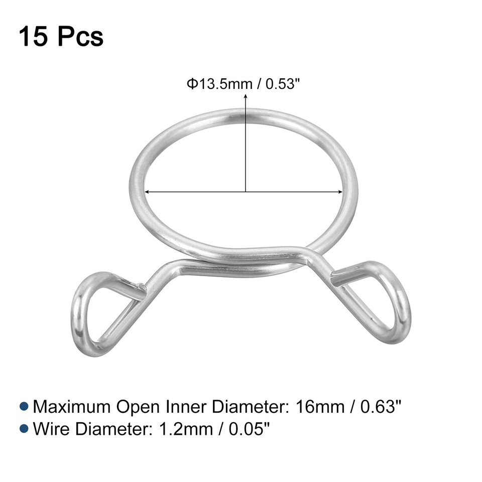 15 Pcs Fuel Line Hose Tubing Spring Clips 13.5mm Water Pipe Spring Clip ...