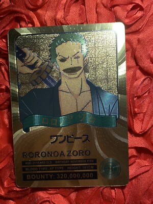 RORONOA ZORO One Piece GOLDEN Ride Waifu ACG Girl Thin Metal Card | eBay