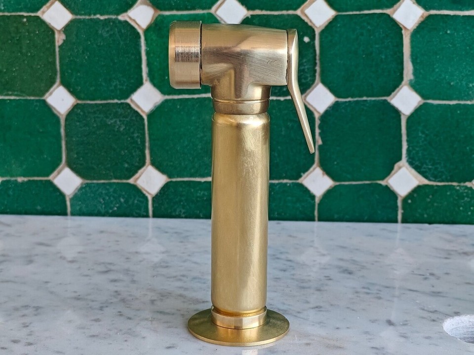 Solid Brass Kitchen Hand Sprayer, Unlacquered kitchen Side Sprayer for ...