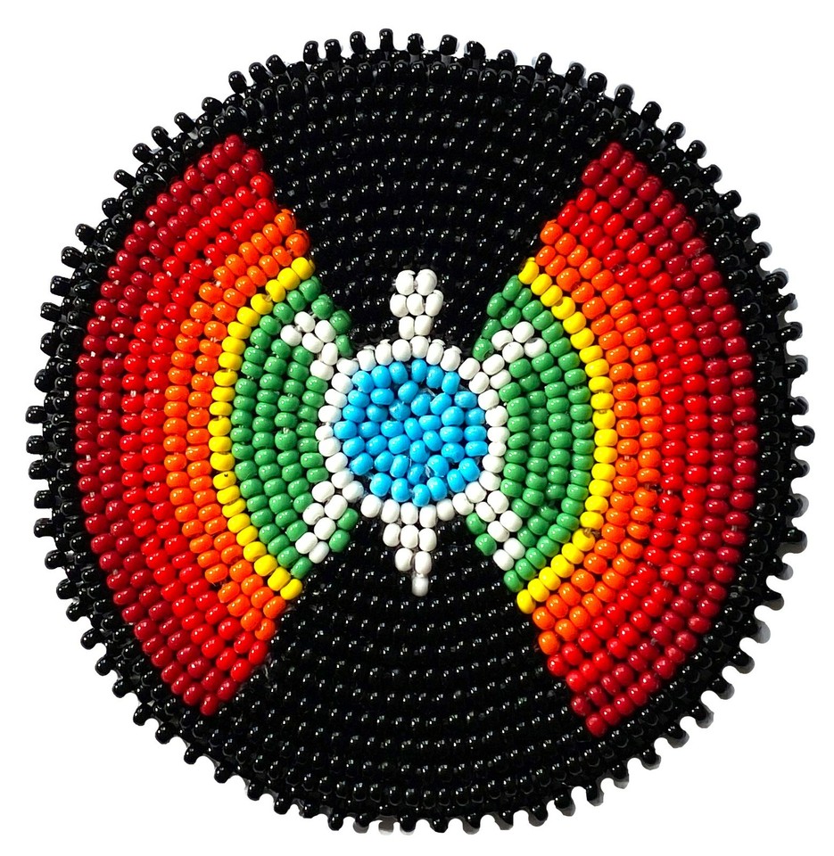 HANDMADE NATIVE STYLE NEW BEADED CRAFT APPLIQUE PATCH ROSETTE 2.5 INCH ...