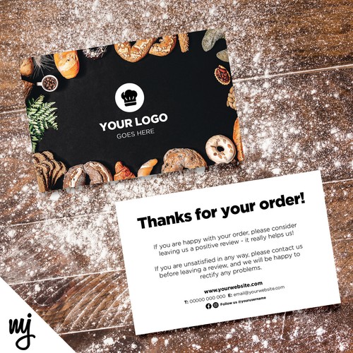 Custom Printed Ebay/Etsy Thank You Cards | Bakery Cake Bread Shop Food ...