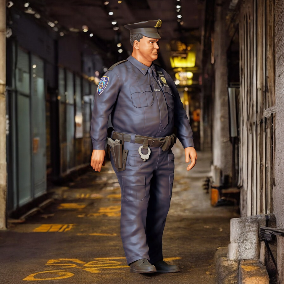Overweight Police Figure Resin 3d printed, Unpainted, Model RR Diorama ...