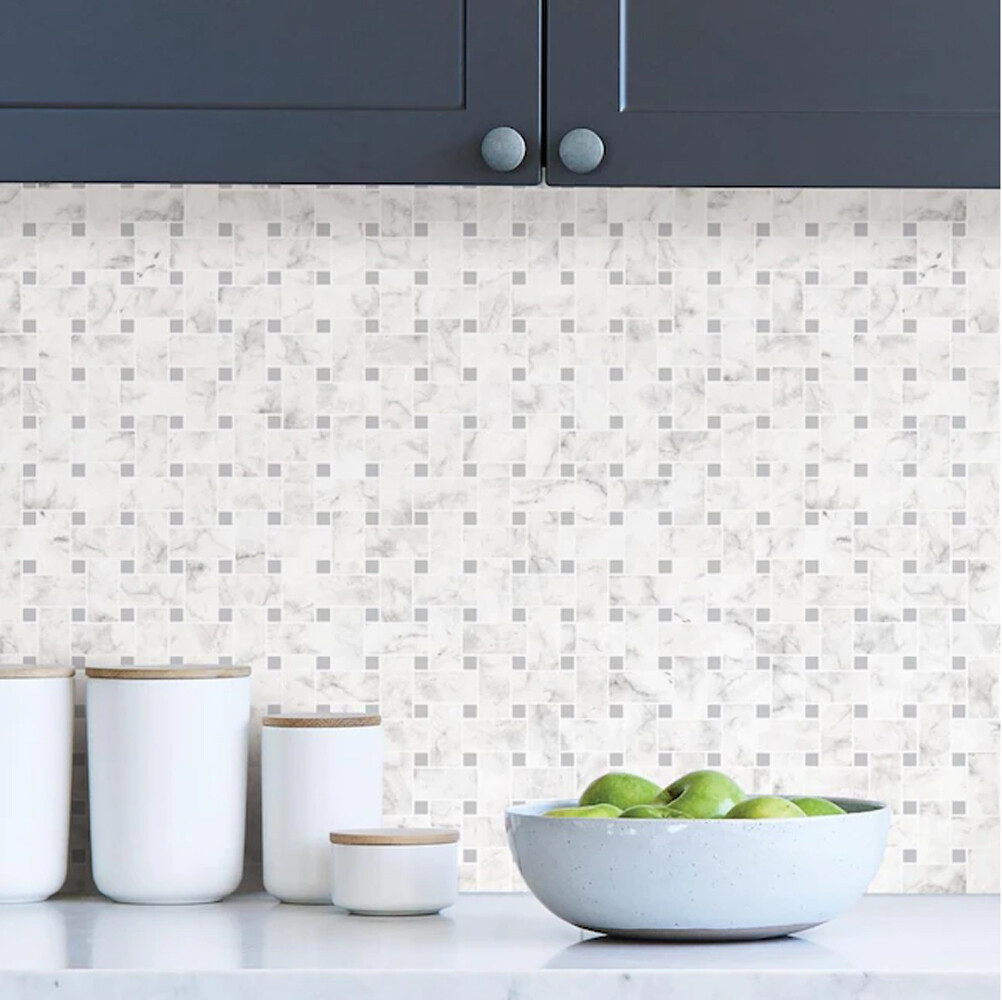 Faux Tile Wallpaper Backsplash