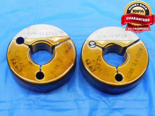 3/4 14 NPSM PIPE THREAD RING GAGE .75 .750 .7500 GO NO GO P.D.'S ...