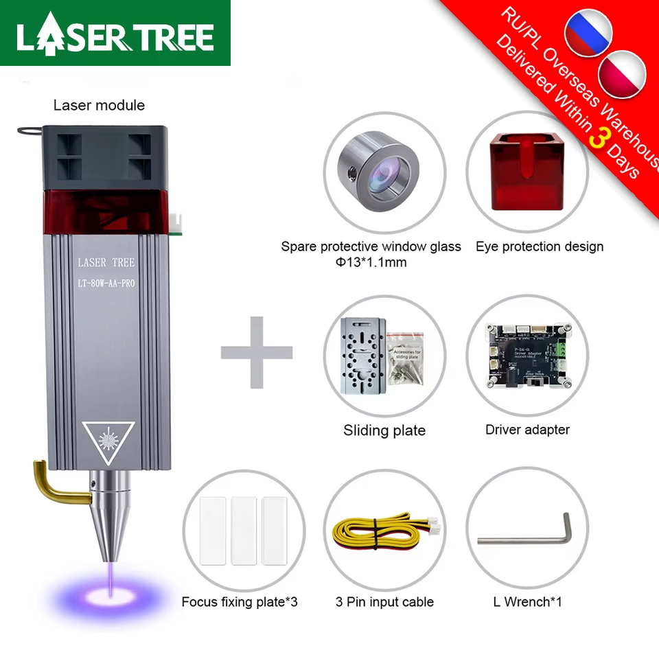 20W/10W/5W/4W Laser Head for CNC Engraver Wood Cutting DIY Laser Tools ...