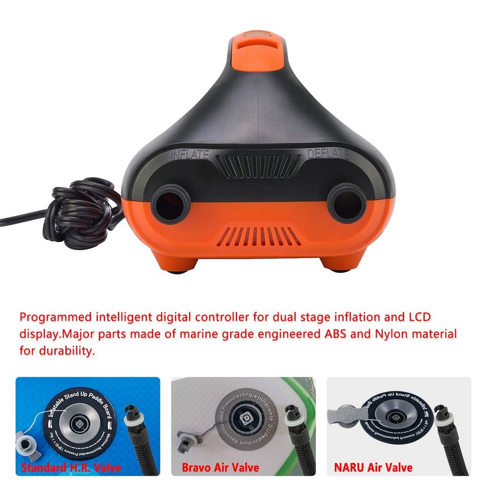 20PSI High Pressure SUP Electric Air Pump,Dual Stage Inflation Paddle ...