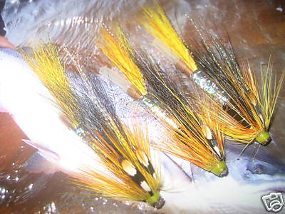 3 V Fly 1 Inch Yellow Tailfire Cascade Brass Salmon Tube Flies ...