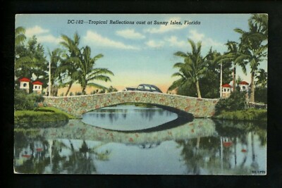 Florida FL postcard Fort Pierce, Tropical Reflections bridge linen Curt ...
