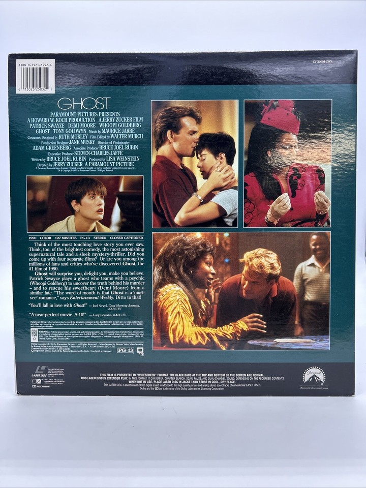 Ghost Laserdisc Patrick Swayze Demi Moore Whoopi Goldberg Laserdisc ...