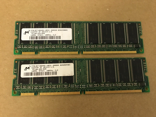 2x Micron 128 MB MT8LSDT1664AG-10EG1 PC100-222-620 128MB,100MHz, CL2 | eBay