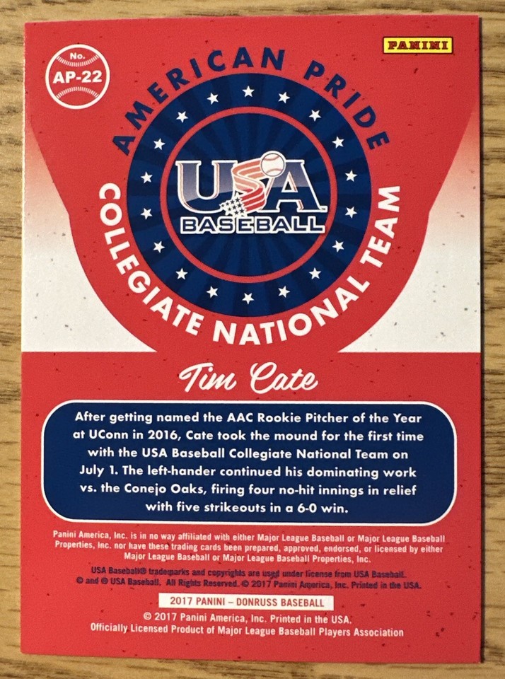 2017 Panini Donruss TIM CATE American Pride #AP-22 566/999 USA | eBay