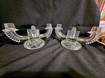 SCARCE Pair Feigl & Morawetz Libochovice Bohemian Art Deco 2 Arm Candle ...