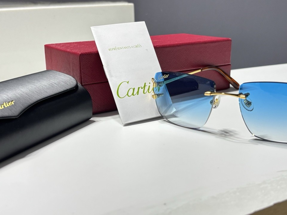 Cartier Big C Without Diamond Cut Lake Blue Frameless Lens CT0092S | eBay