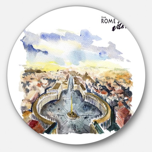 Designart 'Rome Hand-drawn Illustration' Cityscape Disc Small | eBay
