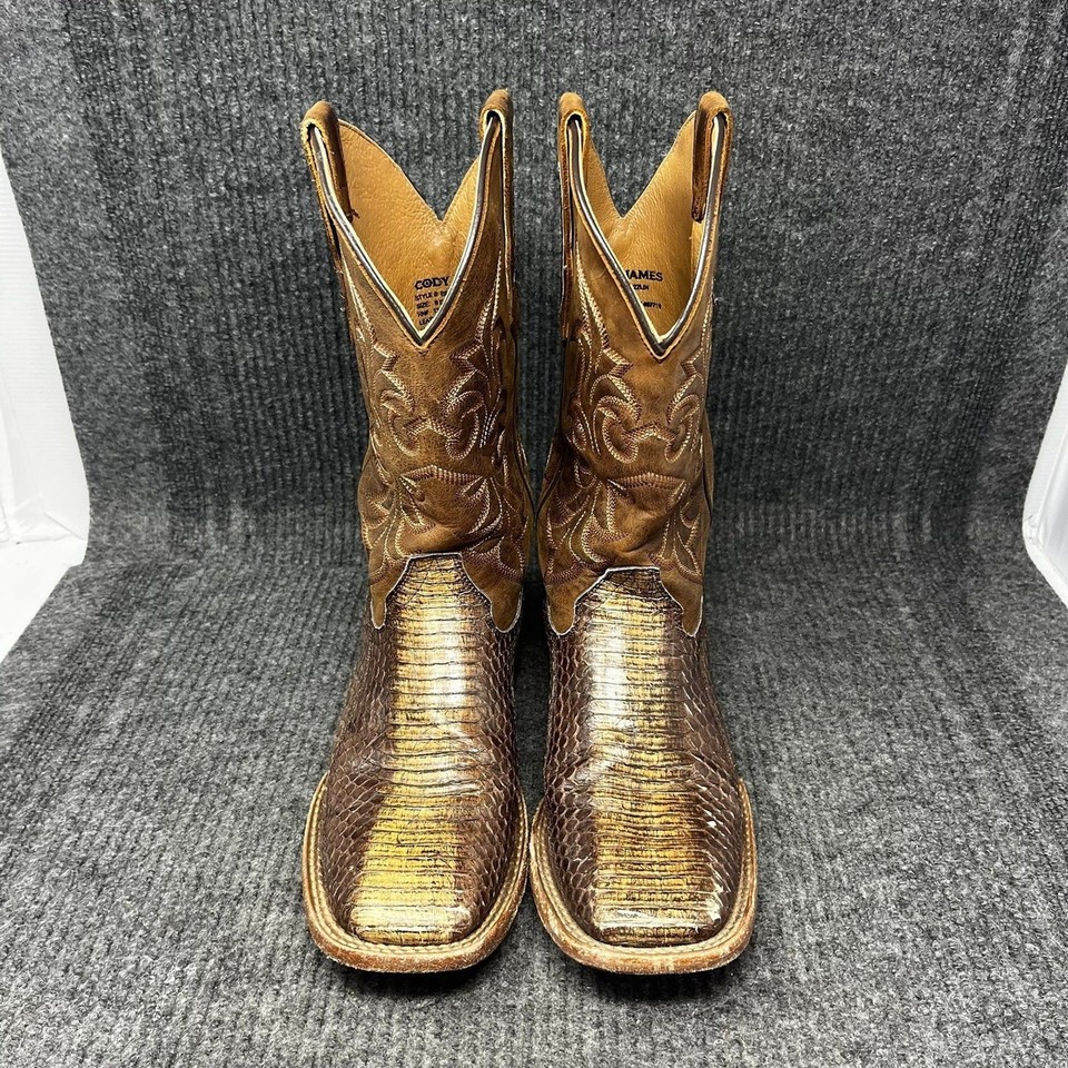 Cody James Python Square Toe Western Cowboy Boots Brown Leather Mens 8 ...