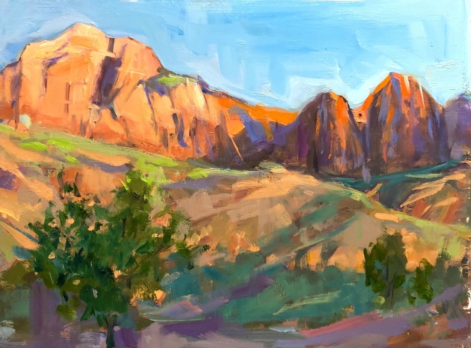 Morning in the Zion original oil painting Mountains landscape ...