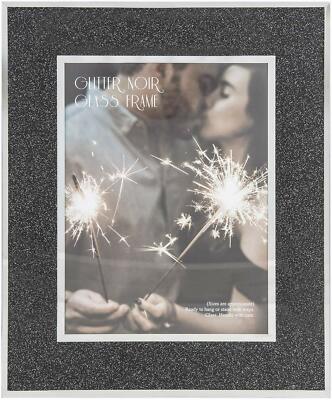 BLACK GLITTER PHOTO FRAME GLITTER GLASS FRAME DECOR PHOTO FRAME SPARKLE ...
