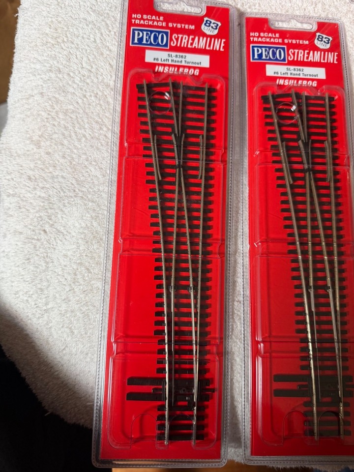 (8) Peco HO scale Insulfrog #6 Code 83 Turnouts (SL-8361 and SL-8362 ...