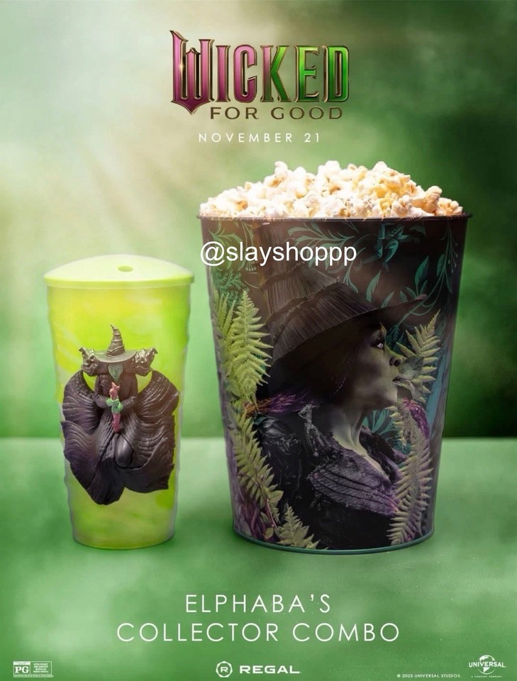 IN HAND Wicked For Good Elphaba Popcorn Bucket & Cup Set Regal SHIPS ...