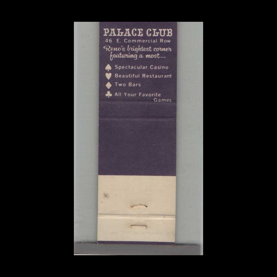 Matchbook Cover - Reno Nevada Palace Club Reno, NV | eBay