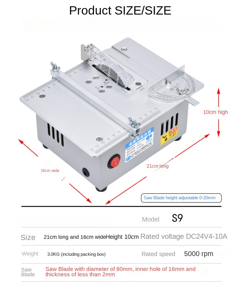 S9 Multi-functional Micro Table Saw Mini Small Table Saw DIY Benchtop ...