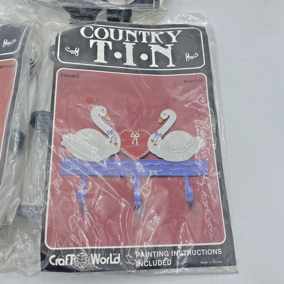 3 Vintage Country Tin Hanging Decor For Painting Craft World Swans ...