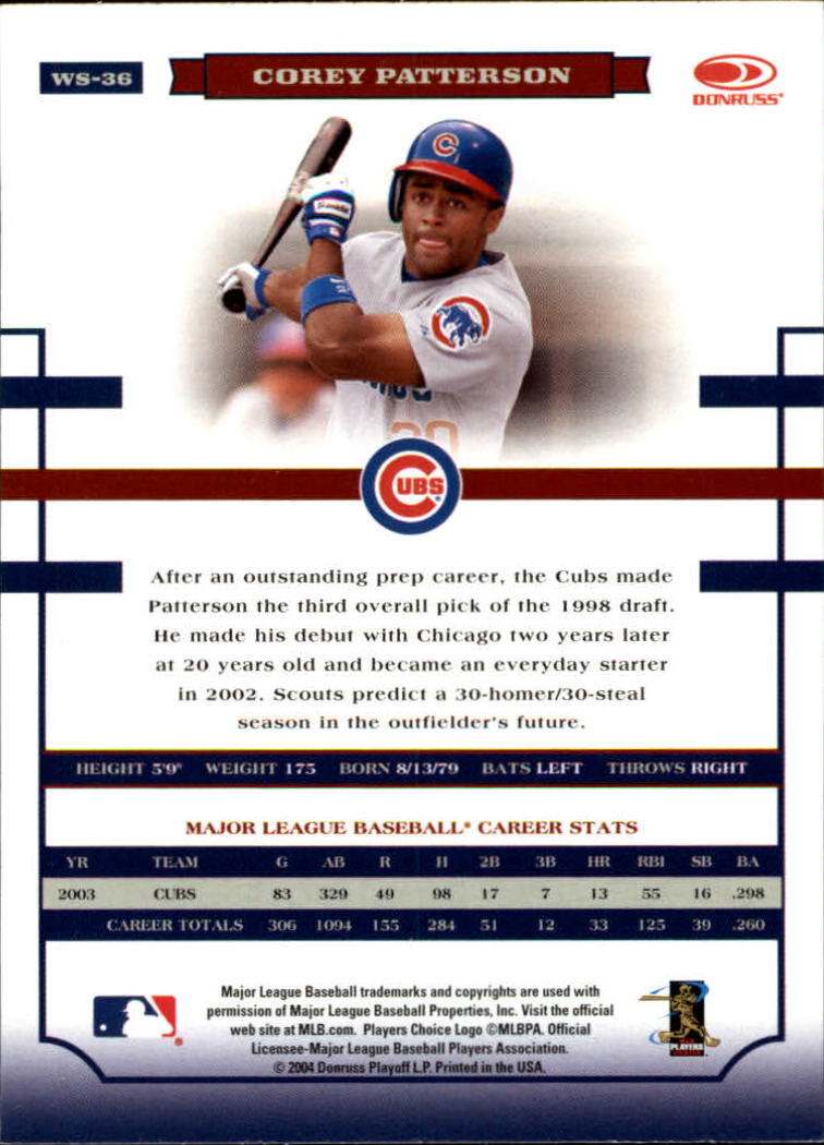 2004 Donruss World Series Baseball Card #36 Corey Patterson | eBay