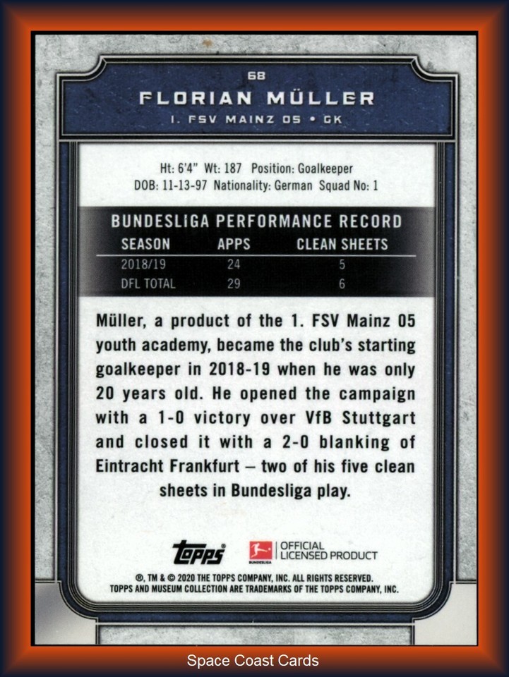 2019-20 Topps Museum Collection Bundesliga Florian Muller #68 | eBay