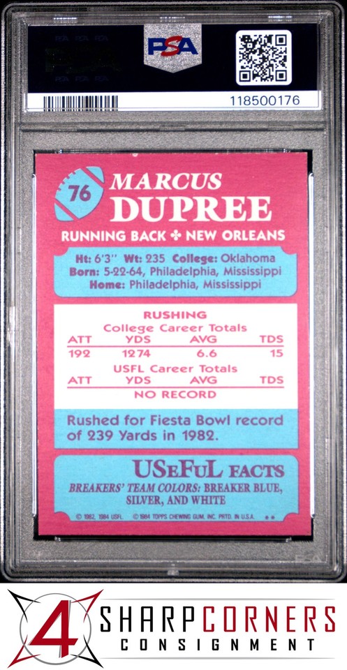 1984 TOPPS USFL #76 MARCUS DUPREE RC PSA 8 | eBay