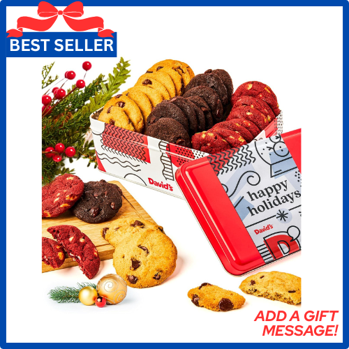 David’s Cookies Happy Holidays Mini Cookie Tin 14oz – Assorted ...