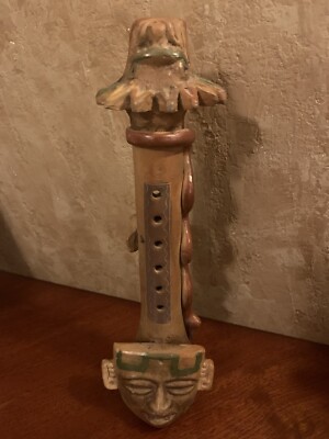 Handmade Aztec Mayan Clay Pottery Flute | eBay