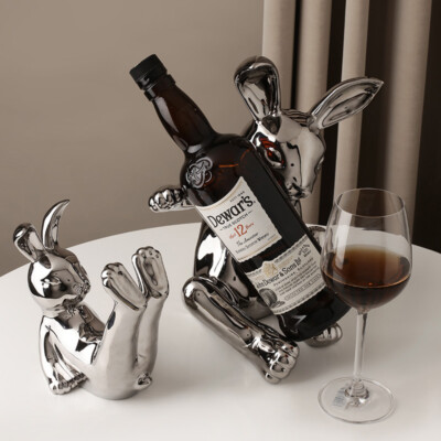 Nordic Light Luxury Cute Rabbit Wine Rack Set Wine Cabinet Decoration ...