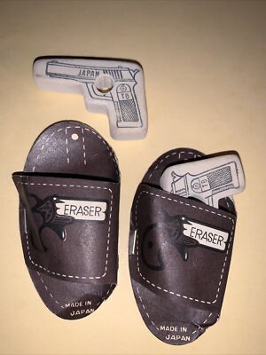 Vintage Gun Shaped Erasers W/ Holsters Japan Rare | eBay