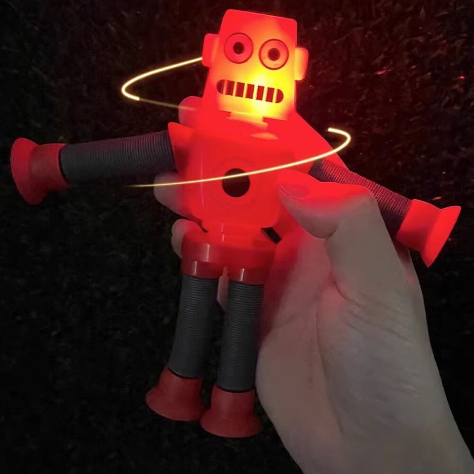 1/4Pcs LED Telescopic Suction Cup Robots Toy Stress Relief Light Up ...
