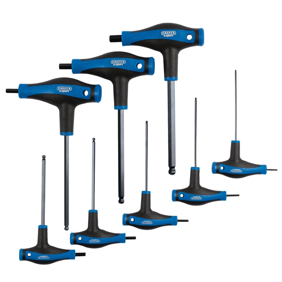 Draper Expert Soft Grip Metric Hex & Ball End T Handle Key Set 8 Piece ...