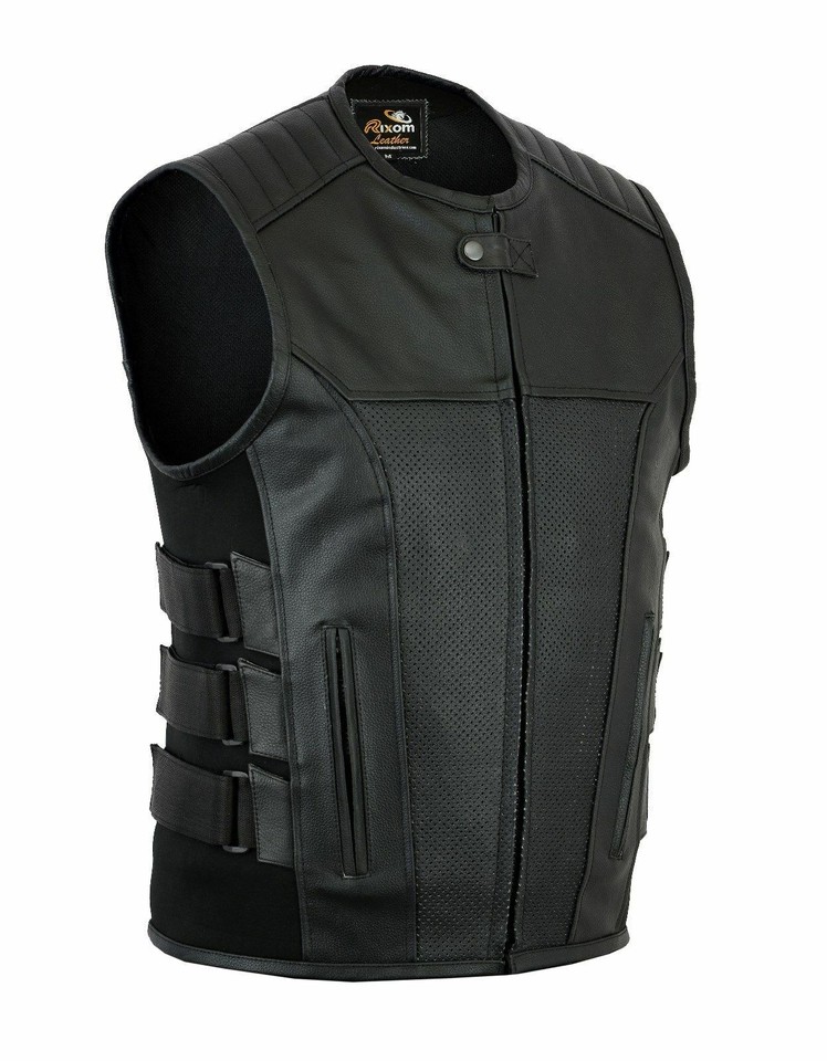 Biker Leather Waistcoat Men's Cut Motorcycle Black Various Club Bikers ...