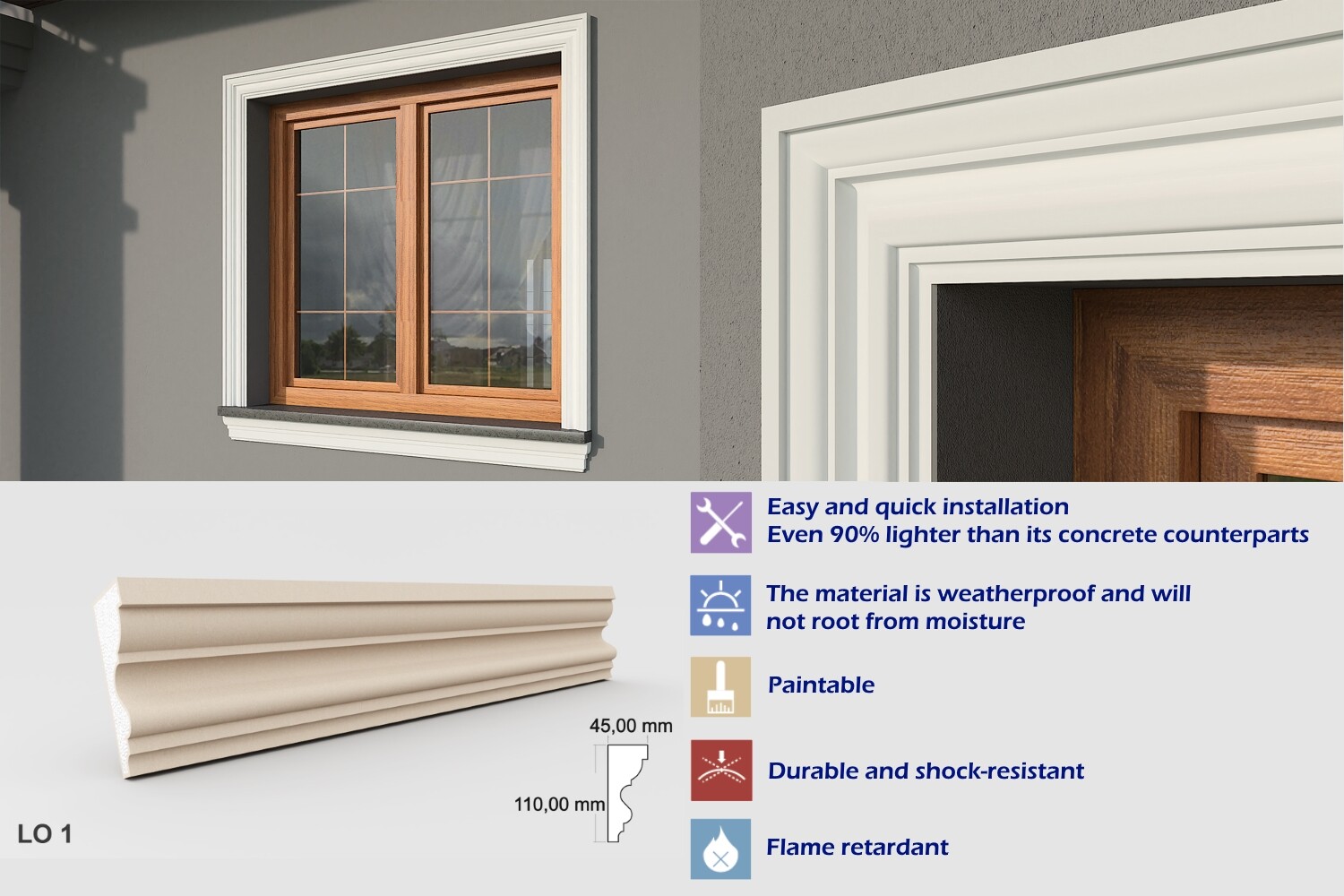 Exterior Coving Cornice Outside Window Frame Moulding LO1 High Quality ...