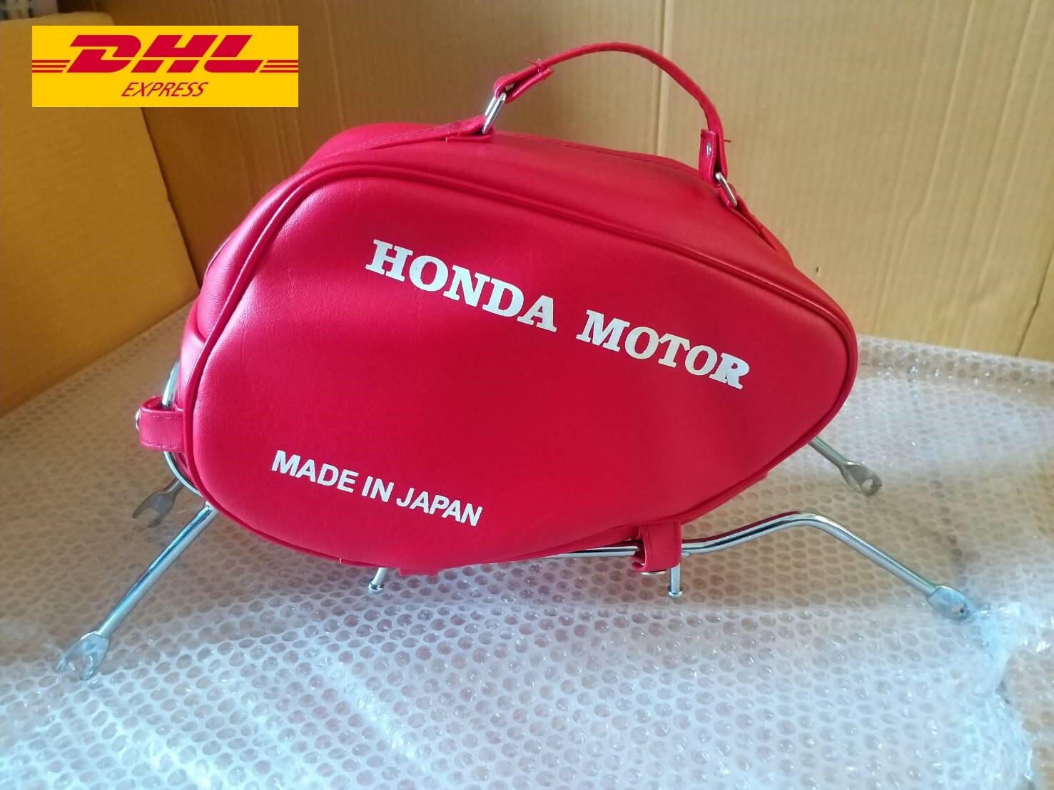 HONDA C70 C90 CM90 CM91 BAG LEG SHIELD CHROME RACK RED | eBay