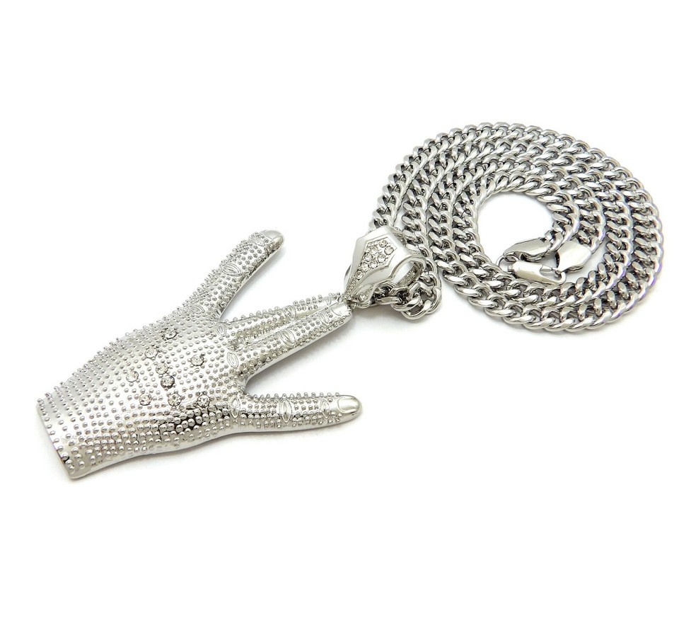 Hip Hop Iced 2Pac West Side Hand Pendant & 6mm 24" Cuban Link Chain ...