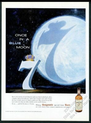 1958 blue moon cool art Seagram's 7 Crown whiskey vintage print ad | eBay