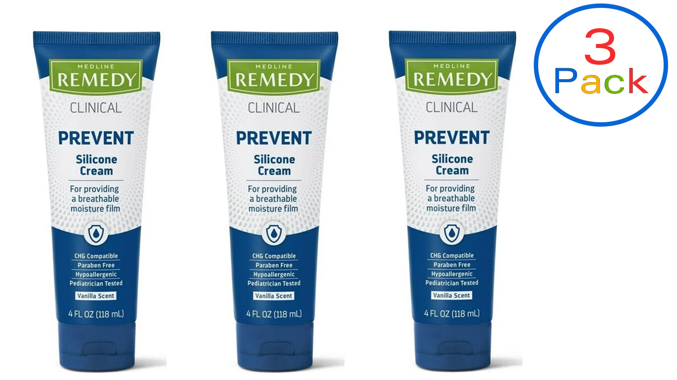 Medline Remedy Silicone Cream Hypoallergenic Vanilla Scent 4oz, 3 Pack ...