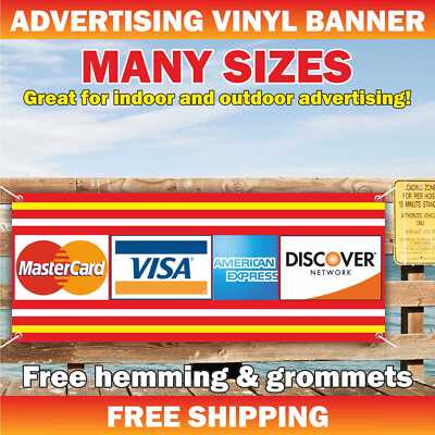 VISA MASTERCARD Advertising Banner Vinyl Mesh Sign pay accepted bank ...